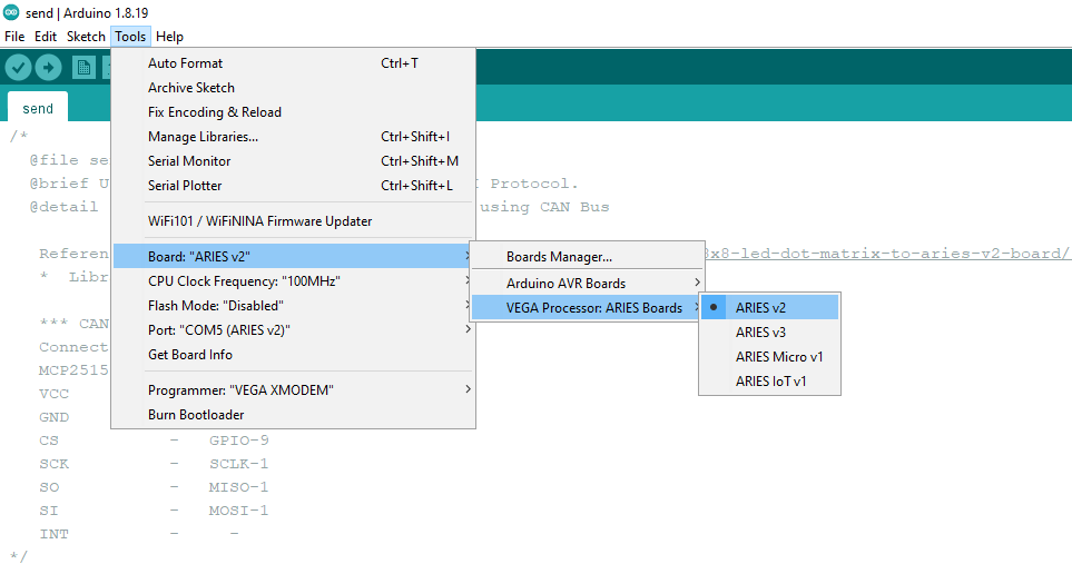Interfacing MCP2515 CAN Module with VEGA ARIES Board – VEGA processors blog